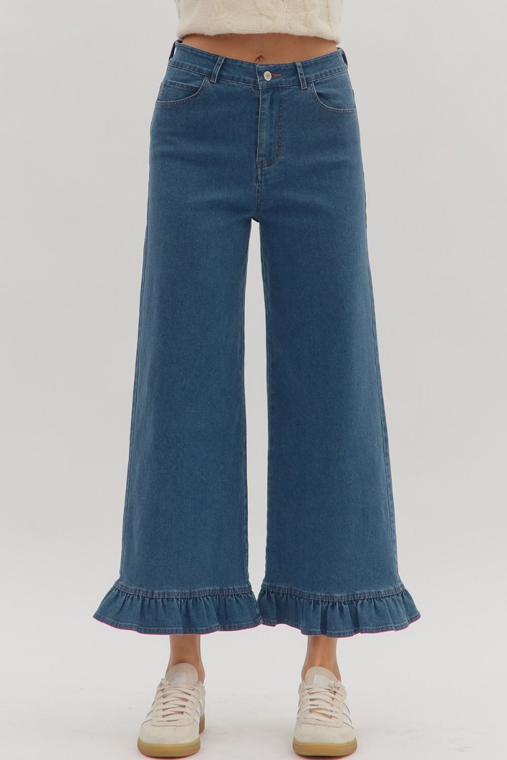Playful Denim Ruffle Jeans – Honeybee's Shead